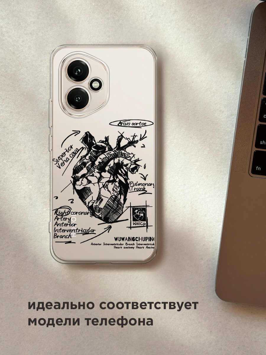 Чехол на Honor 400 / Хонор 400 с принтом "Анатомическое сердце 2", прозрачный — фото 1