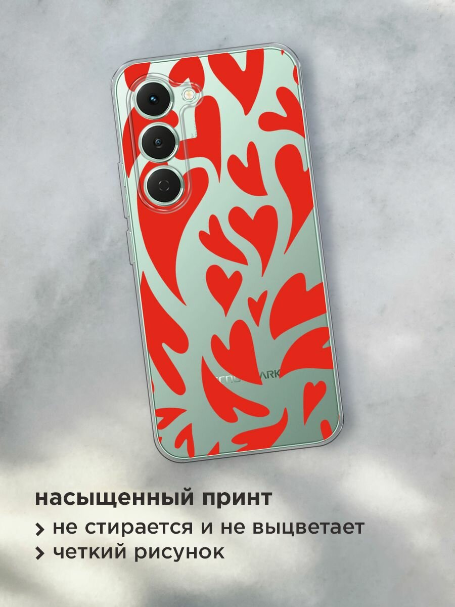 Чехол на Tecno Spark 40 Pro / Текно Спарк 40 Про с принтом "Crazy hearts 2 - 14 февраля", прозрачный — фото 1