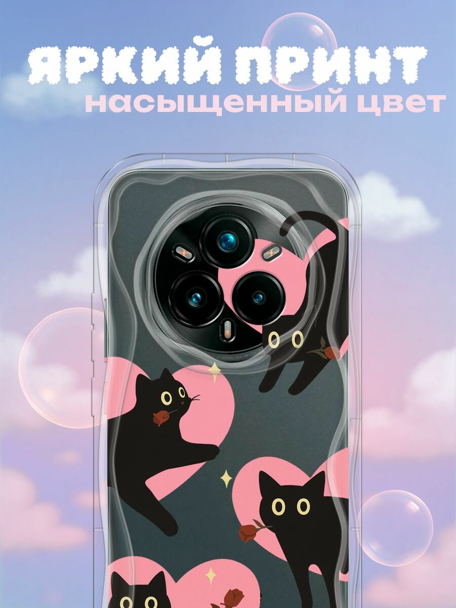 Чехол на Realme 14 Pro / Реалми 14 Про с принтом "Котики с розой" — фото 1