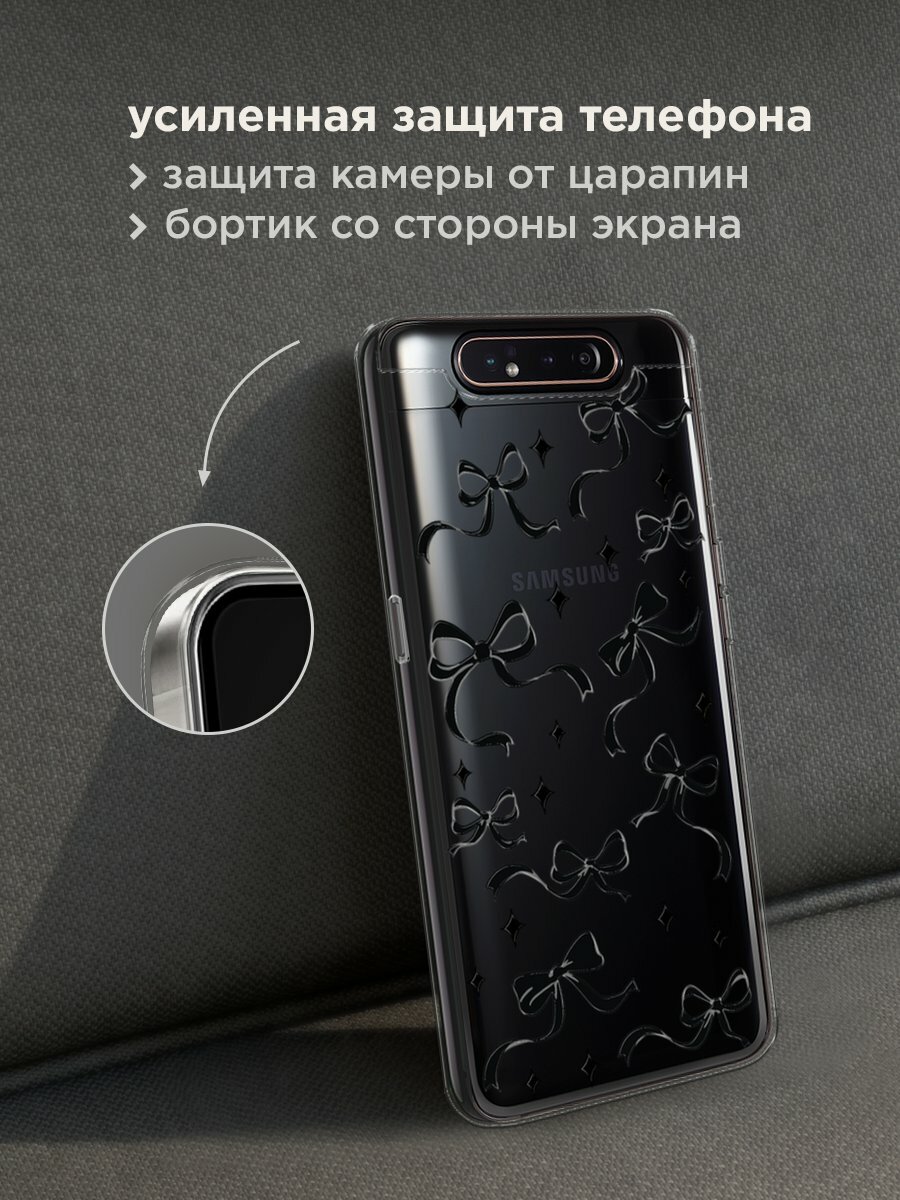 Чехол на Samsung Galaxy A80 / Самсунг Гэлакси A80 с принтом "Милые чёрные бантики 4" — фото 1