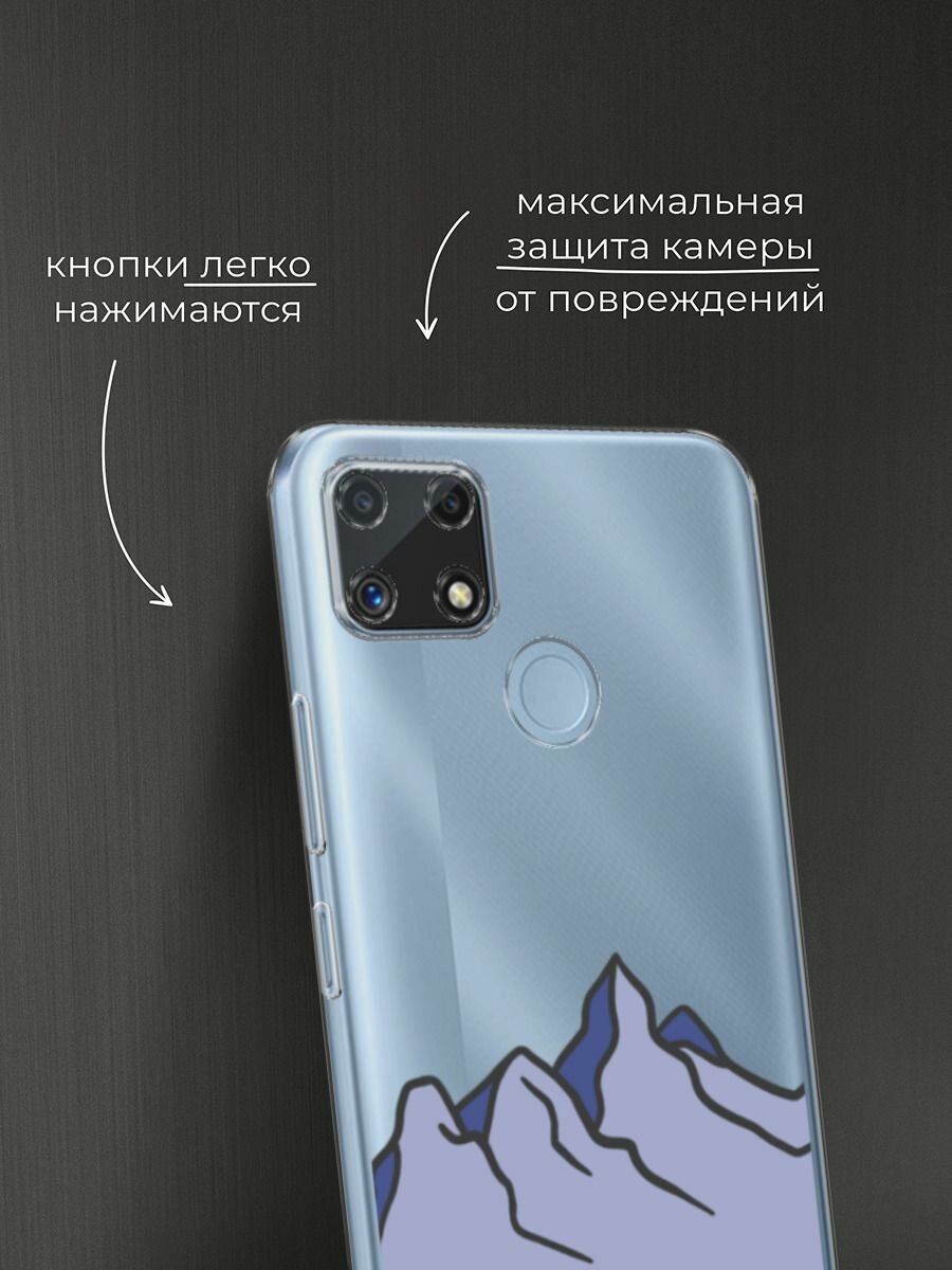 Чехол на Realme C25/C25s / Реалми С25/C25s с принтом "Гора", прозрачный — фото 1