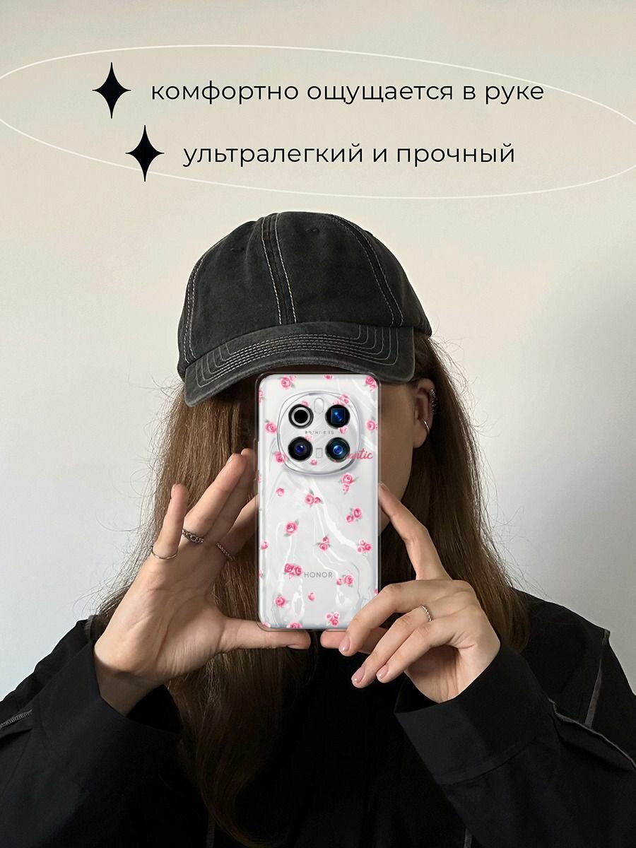 Чехол на Honor Magic 7 Pro / Хонор Мэджик 7 Про с принтом "Romantic 2", прозрачный — фото 1