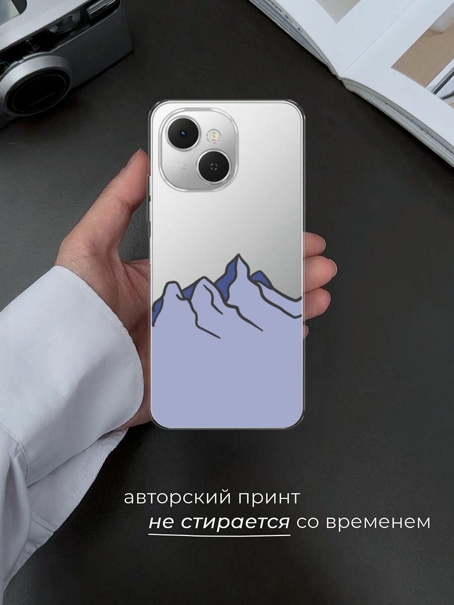 Чехол на Tecno Spark 40C / Текно Спарк 40C с принтом "Гора", прозрачный — фото 1