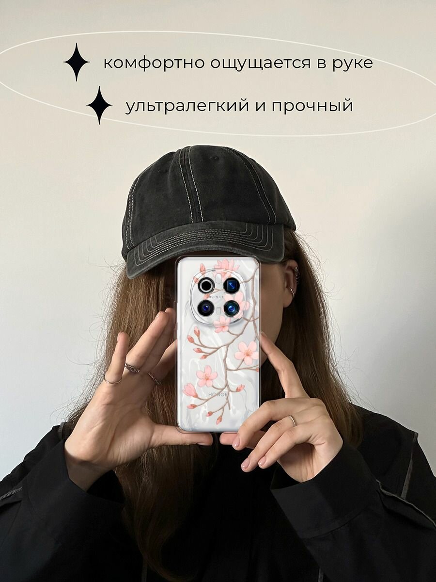 Чехол на Honor Magic 7 Pro / Хонор Мэджик 7 Про с принтом "Веточка распускающейся сакуры 2" — фото 1