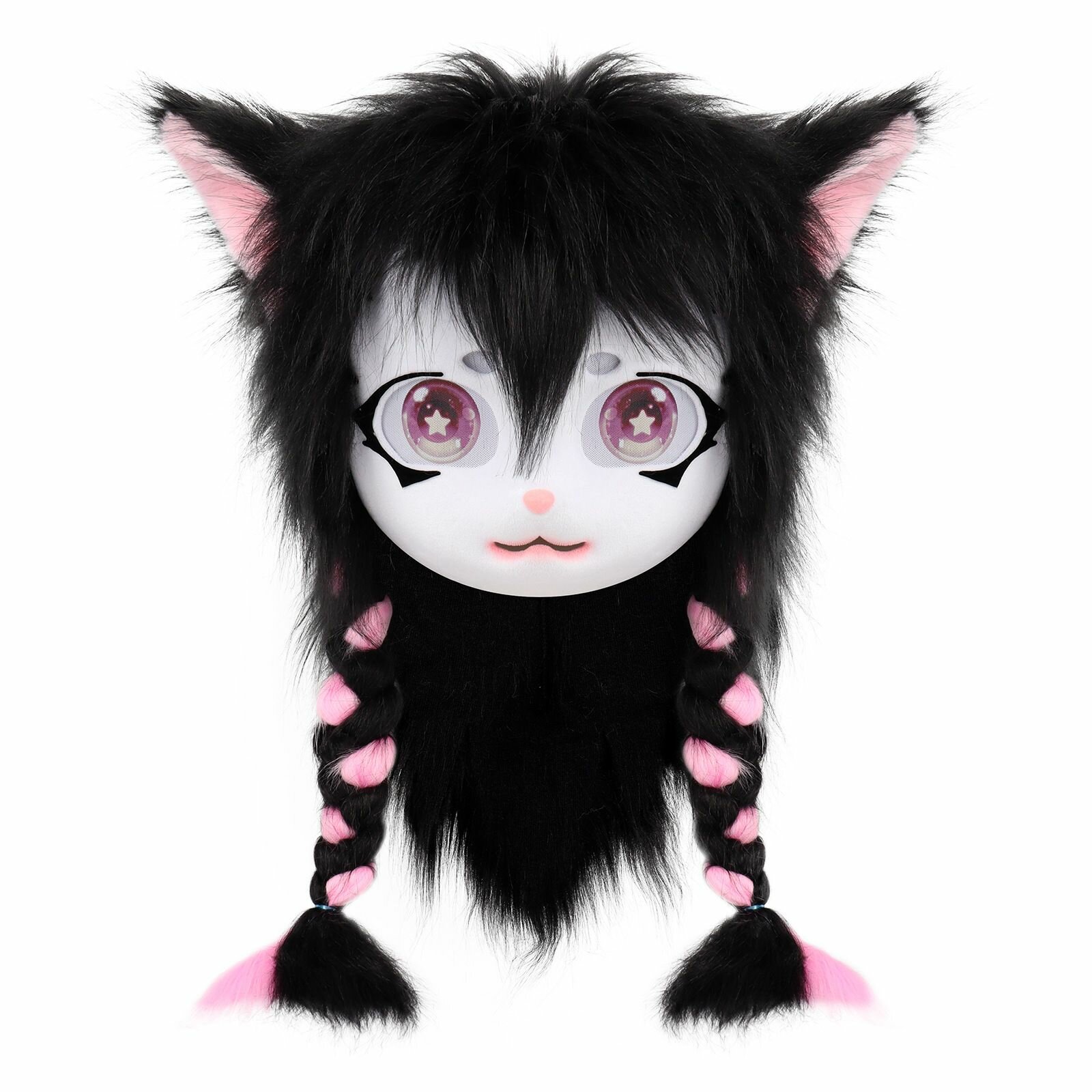 Маска животного с кошачьими ушками и косичками, очаровательный фурри-костюм для косплея, готовый набор для тематических вечеринок