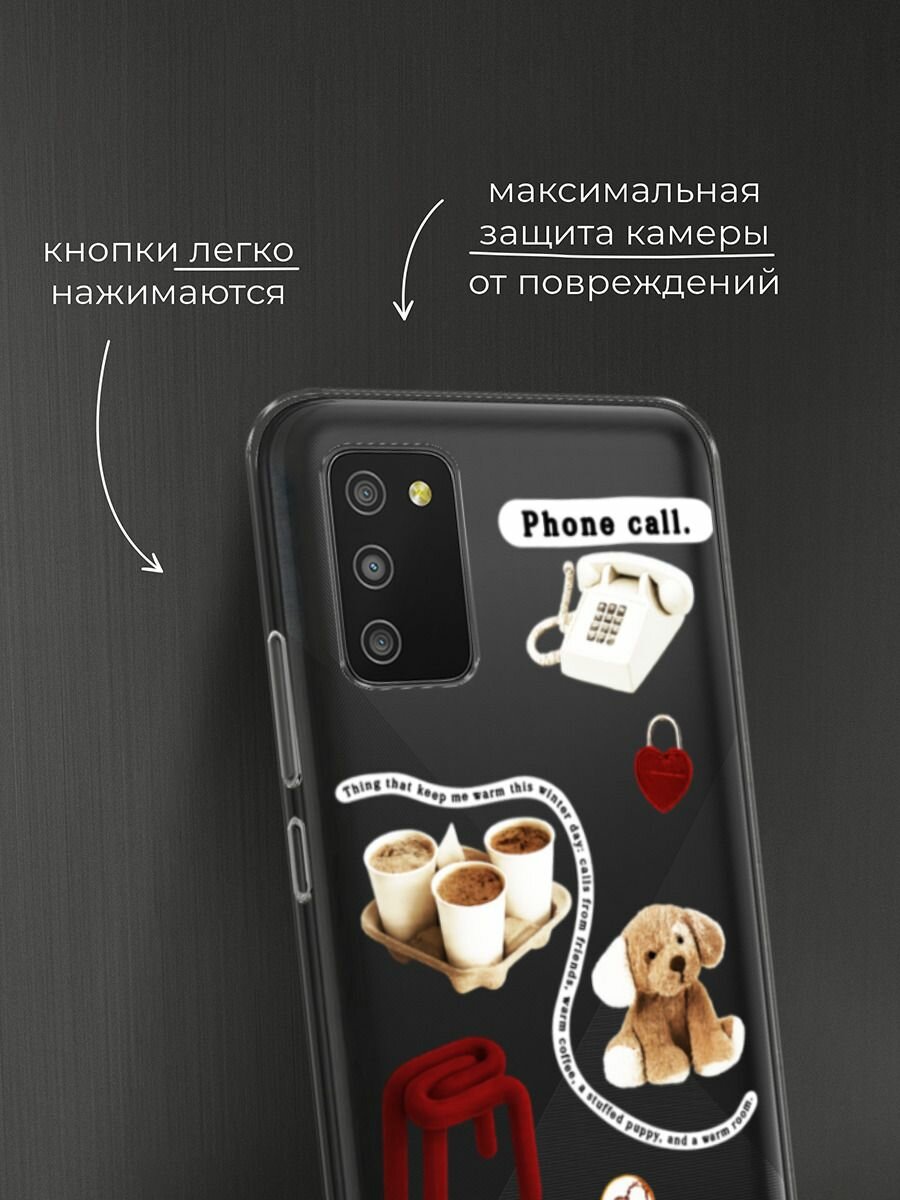 Чехол на Samsung Galaxy A02s / Самсунг Галакси A02s с принтом "Phone call", прозрачный — фото 1