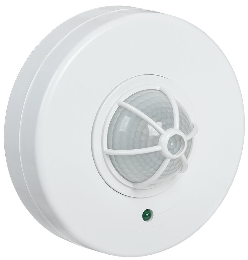 Датчик движения IEK белый, максимальная нагрузка, 1100 Вт, угол обзора 180-360 градусов, дальность 6 м, IP33