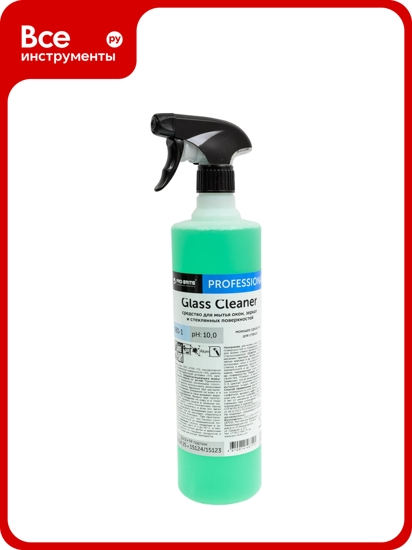Универсальное средство для стёкол и зеркал Pro-Brite GLASS CLEANER. 1 л, для стёкол и зеркал