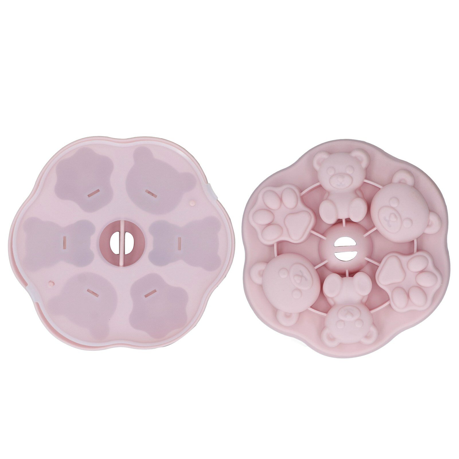 Силиконовая форма для желе с милым медведем, кошачьей лапой, кубиком льда, кухонная форма для торта, пудинга с крышкой для домашней кухни, розовая