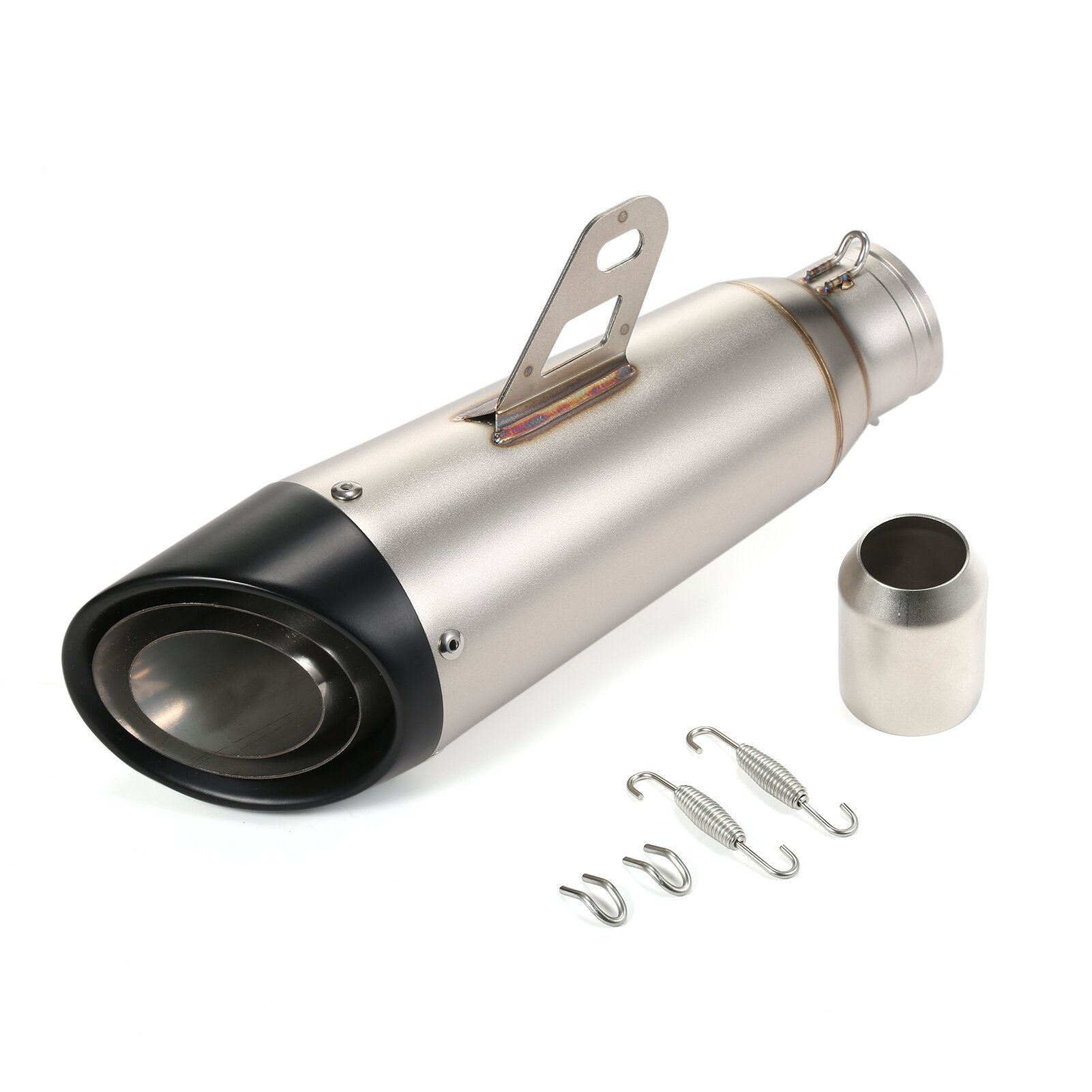 Выхлопная труба для мотоцикла универсальная 38-51mm для рефитации, глушитель для мотоциклов ATV, черный хвост, синий хвост (опционально), нержавеющая сталь, 1 шт, комплект крепежа