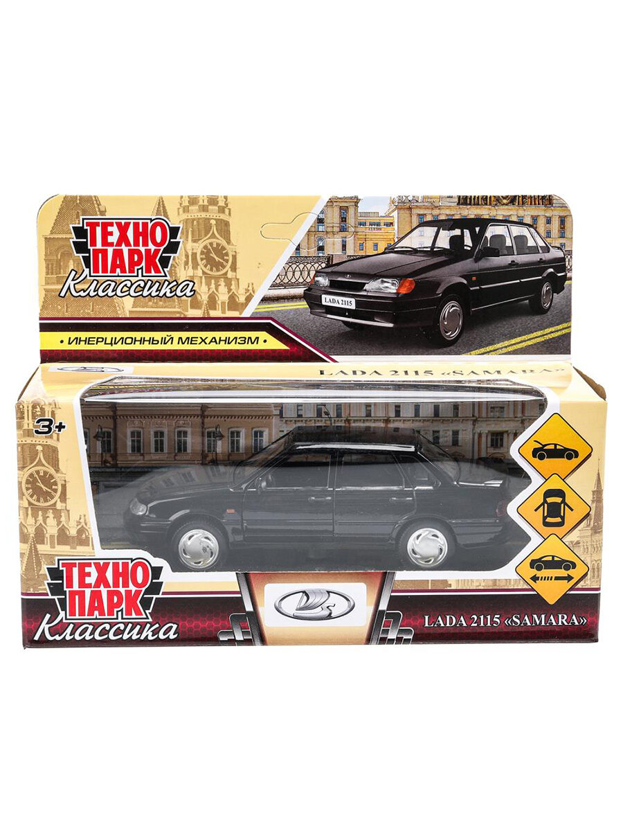 Технопарк Машина ВАЗ-2115 Самара 12 см черный металл 2115-12-ВК с 3 лет
