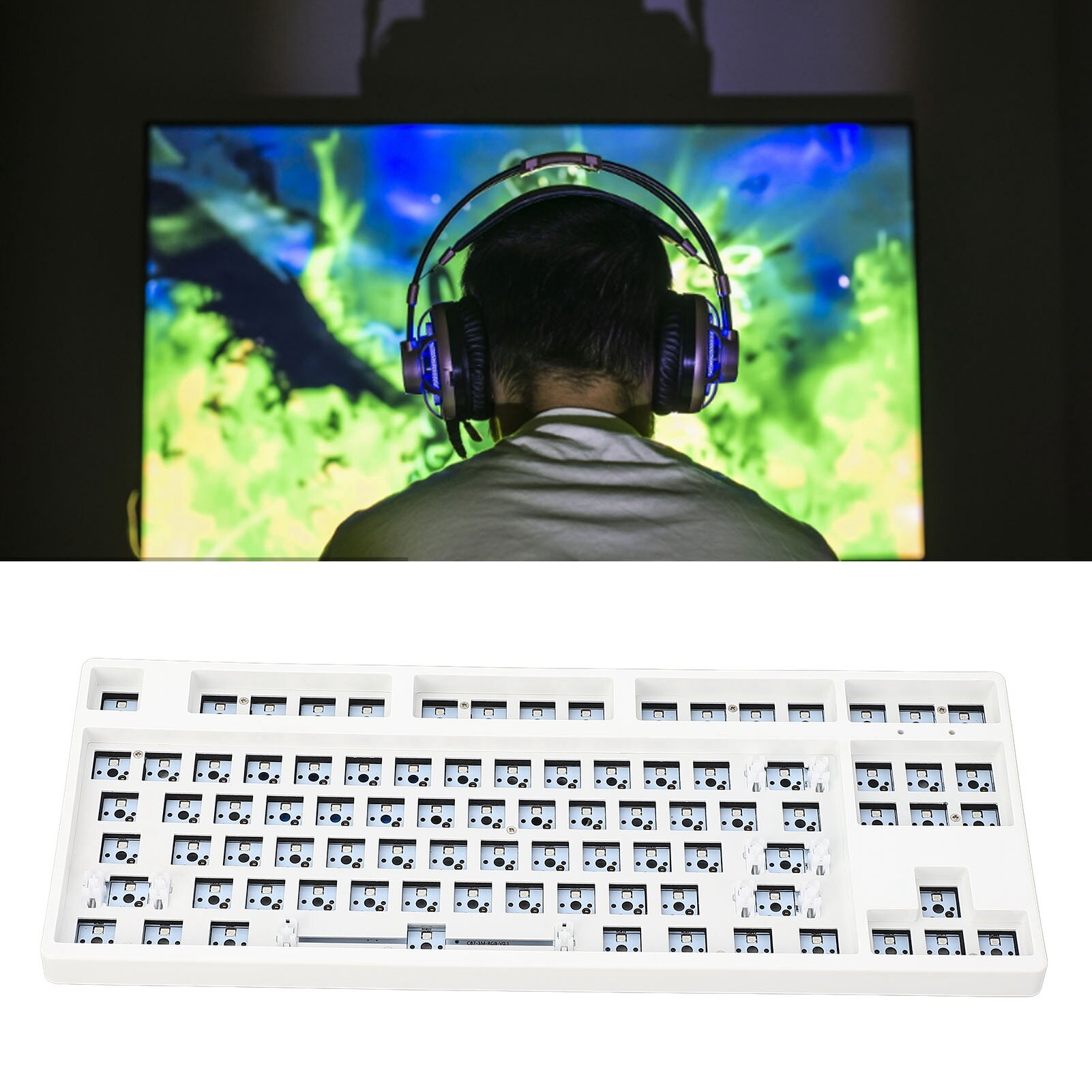 Механическая клавиатура RGB с 87 клавишами DIY Kit TKL Layout Switch Горячая замена ABS Алюминиевый сплав Модульная механическая клавиатура для DIY Белый