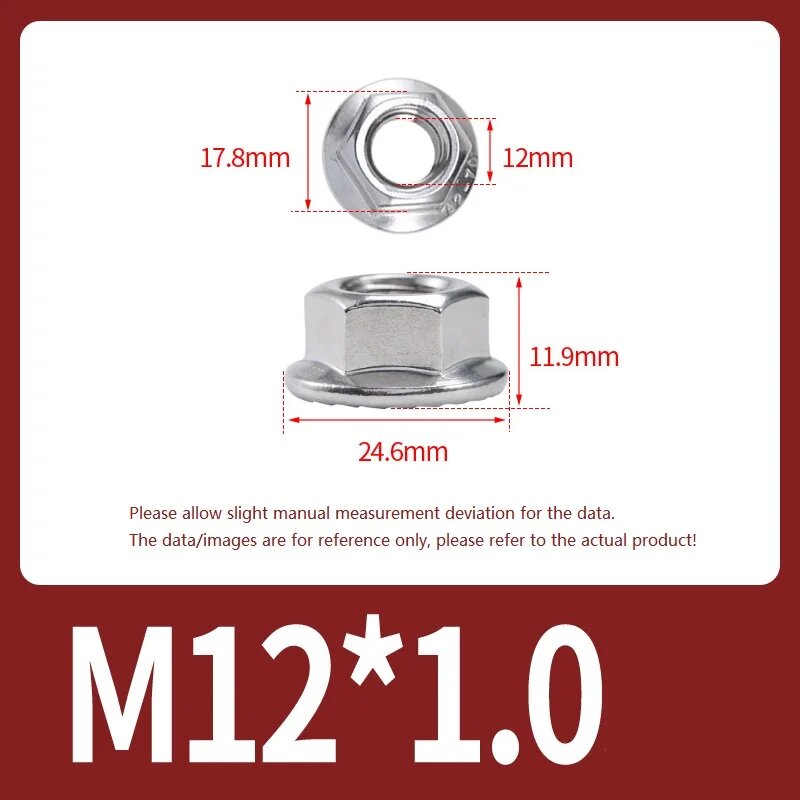 Фланцевые гайки M6 M8 M10 M12 M14 M16 M20 нержавеющая сталь M12x1.0mm-5pcs