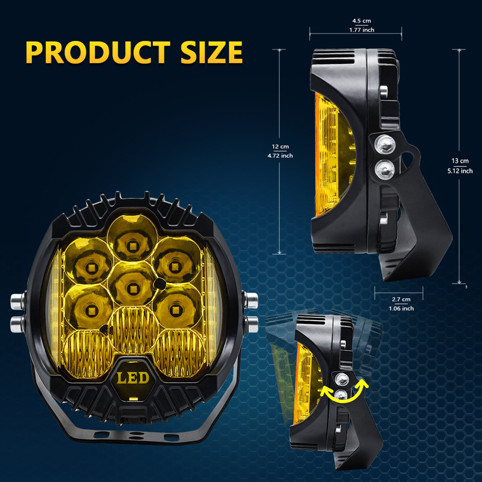 5-дюймовые светодиодные рабочие фары с комбинированным лучом (прожектор и рассеянный свет), противотуманные фары для бездорожья, водонепроницаемые фары ближнего света.