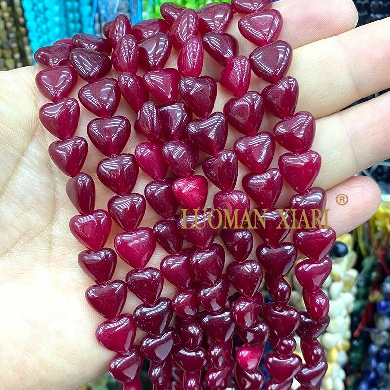 Бусины из красного халцедона LUOMAN XIARI 10 мм Бордовый, 10mm 8-10pcs, Ruby chalcedony