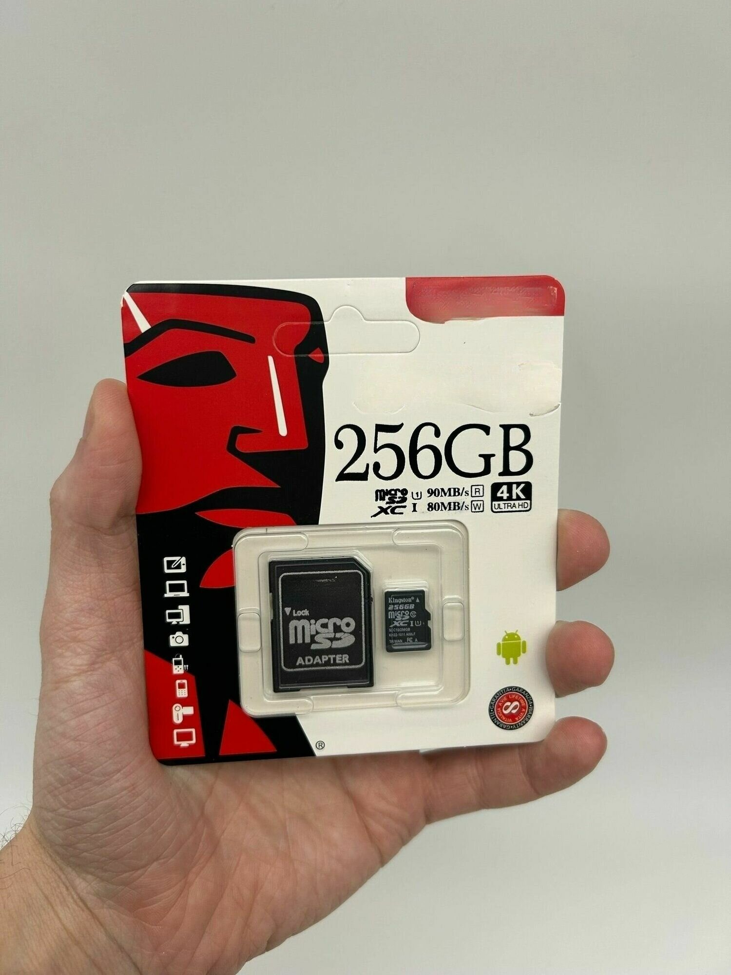 Миланфурд 256 ГБ Карта памяти microSDHC карта памяти 256 гб (256 гб), Class 10, запись - 90 Мбайт/сек, чтение - 100 Мбайт/сек, карта памяти 256гб + адаптер в комплекте