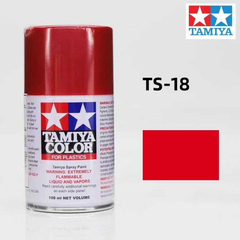 Спрей краска Tamiya TS-18, красный металлик, для пластика и дерева, 100мл