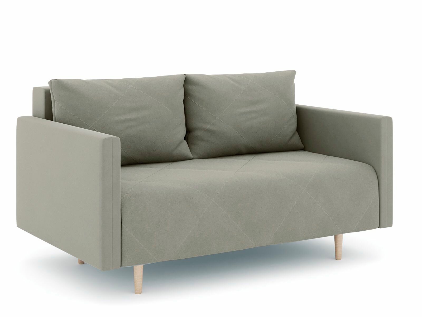 Диван Милли мини 2-х местный с локтями, без механизма трансформации, велюр Зара Лайт 04