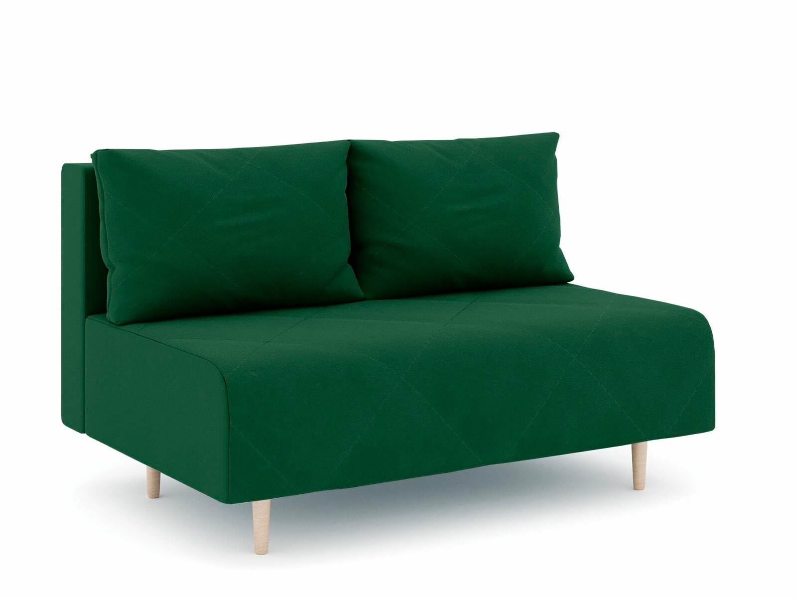 Диван Милли мини 2-х местный без локтей, без механизма трансформации, велюр Зара Малахит 33