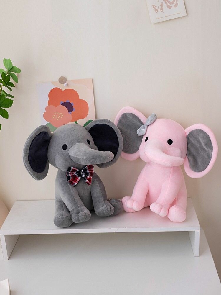 Мягкие плюшевые слоны в двух цветах: серый и розовый - идеальный подарок для детей и новорожденных