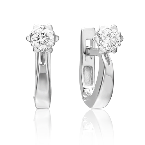 Серьги, белое золото, 585 проба, бриллиант