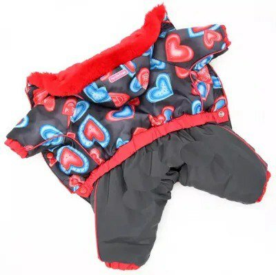 Комбинезон ForMyDogs "Сердца" для собак, с утеплением, размер 18 для китайской хохлатой, шпиц, цвергшнауцер, фокстерьер