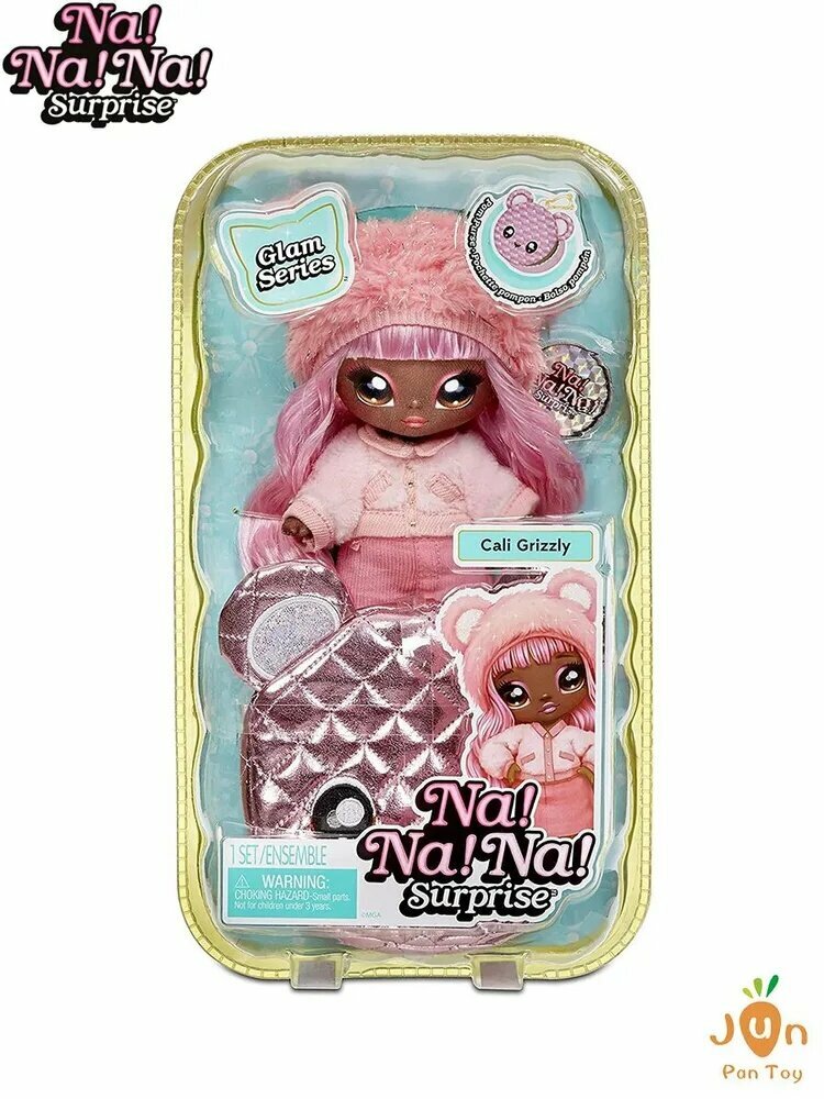 На! На! На! Сюрприз MGA Na Na Na Surprise Glam Series Cali Grizzly / игрушки для девочек с длинными розовыми волосами, костюмы и кошельки, подходящие в качестве подарок на день рождения