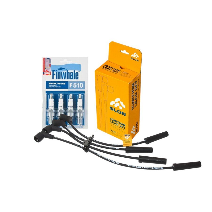 Комплект: Провода высоковольтные SLON + Свечи зажигания FINWHALE для ВАЗ 2123 (артикул K-2123370708010X1+F510X1)