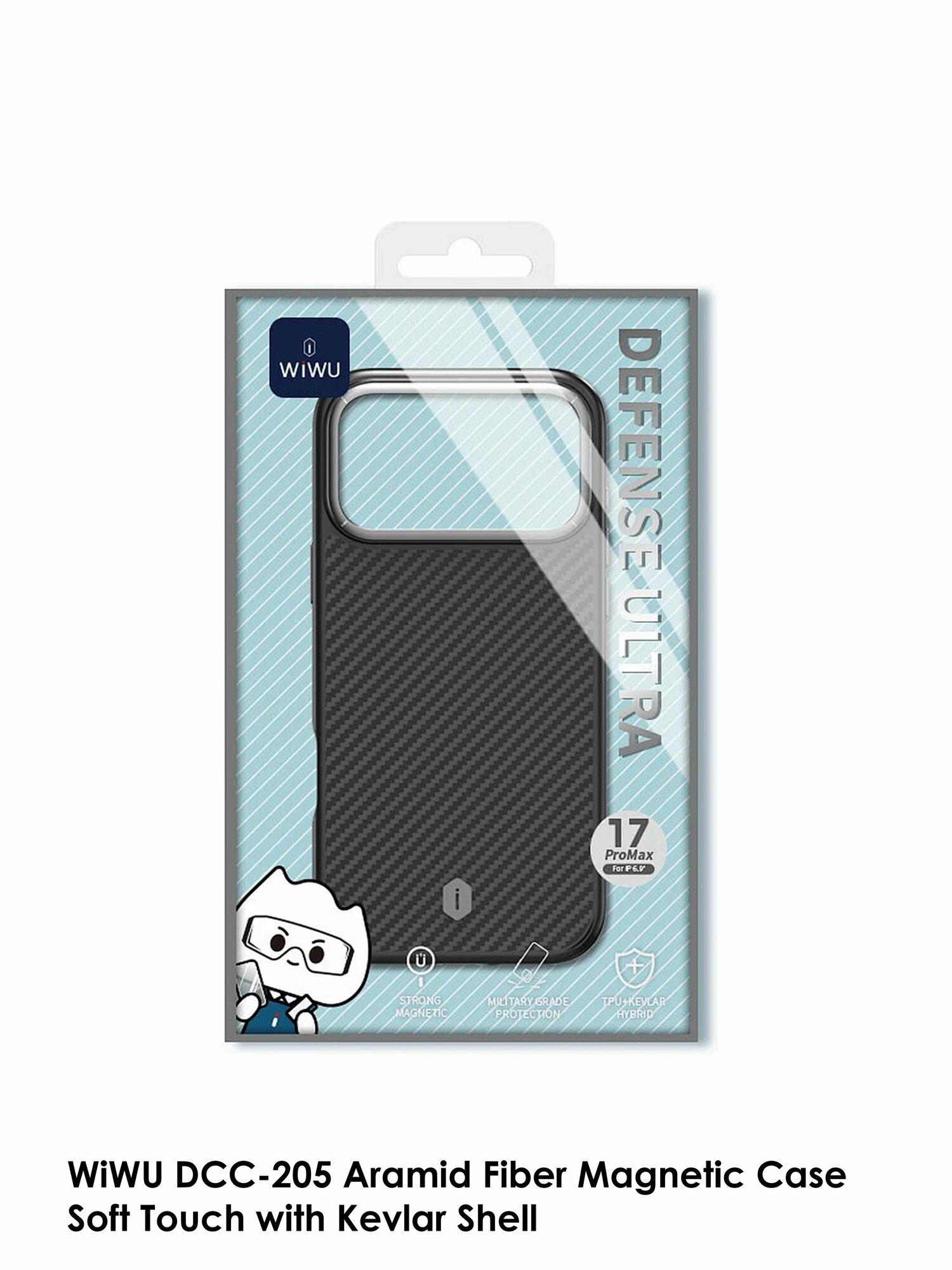 Чехол-накладка для iPhone 17 Pro Max , WiWU DCC-205 Aramid Fiber Magnetic Case Soft Touch with Kevlar Shell , черный