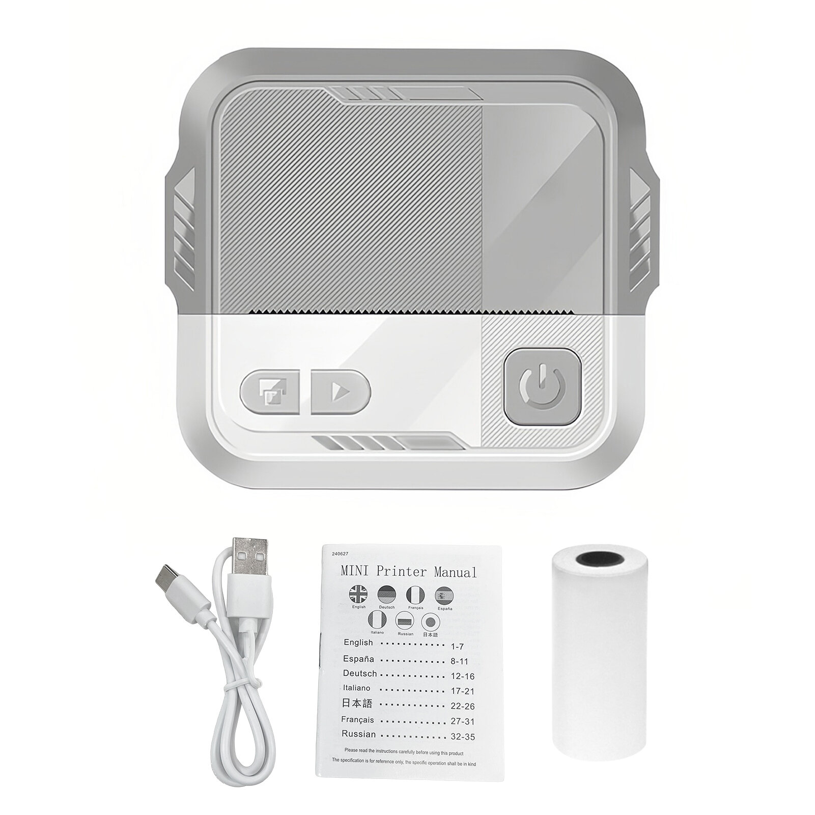 Mini Pocket Printer Portable Thermal Instant Photo Printing Label Maker Machine BT Wireless Connect Compatible with Android or iOS APP Support Receipt Memo Sticker Notes Lists Scrapbook DIY Journal Pictures - 1 Paper Roll (57x26mm)