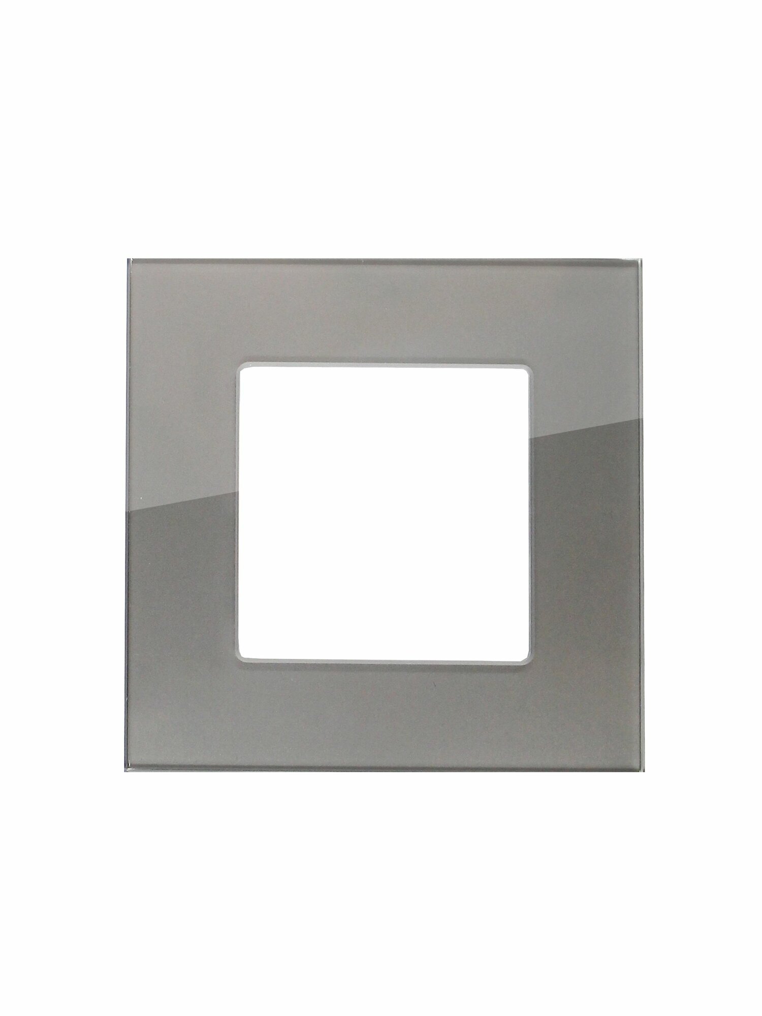 Рамка для розетки и выключателя KLUST Basic электроустановочная, стеклянная с металлической пластиной, 1 пост, серая