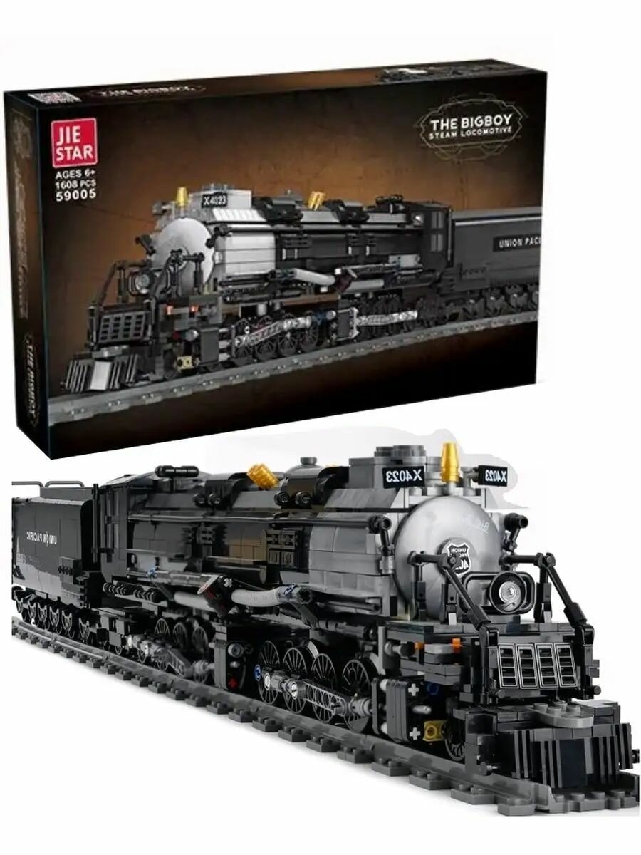 Конструктор большой Паровоз Биг Бой / Steam train / 1608 деталей