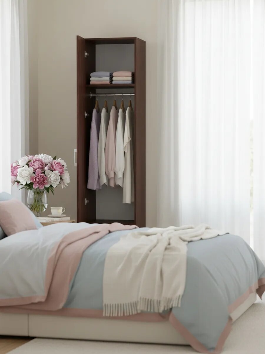 Шкаф пенал FRESTER в спальню с полками распашной для одежды, от производителя