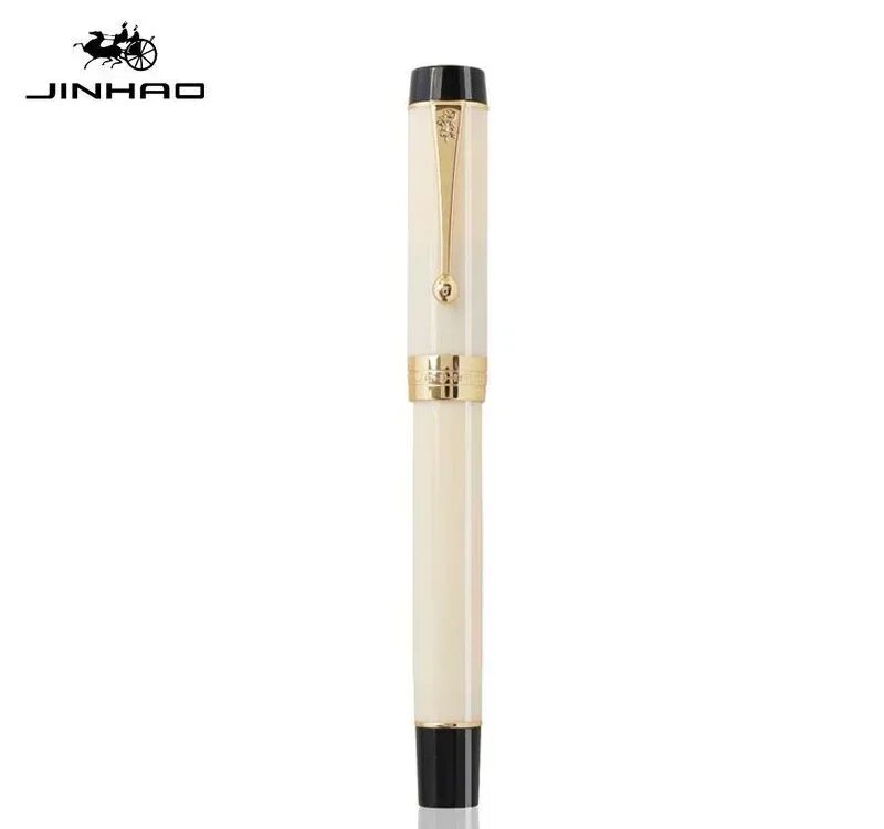 Перьевая ручка Jinhao 100 золотистый зажим F, Ivory White