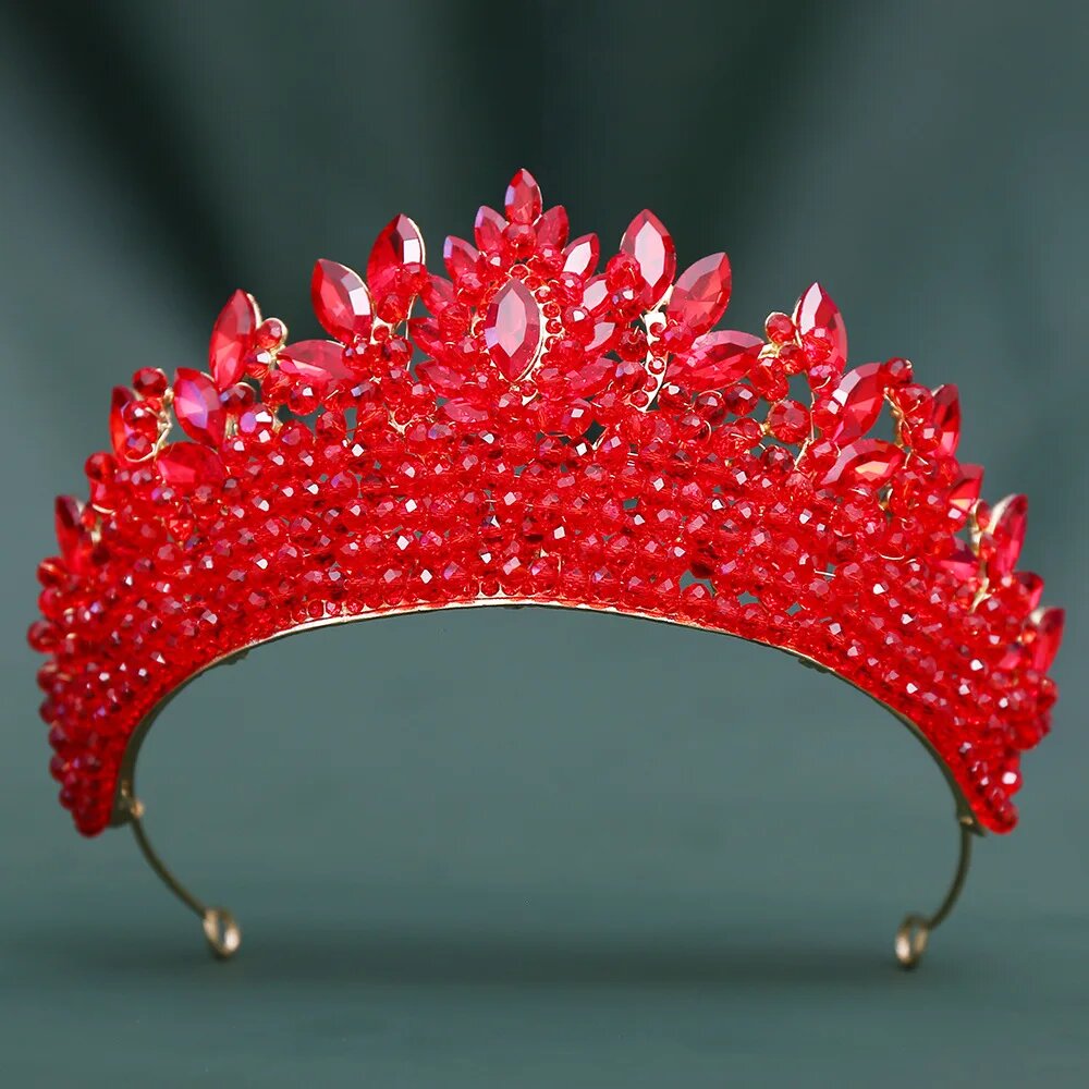 Диадема на голову с хрусталем, Red H385