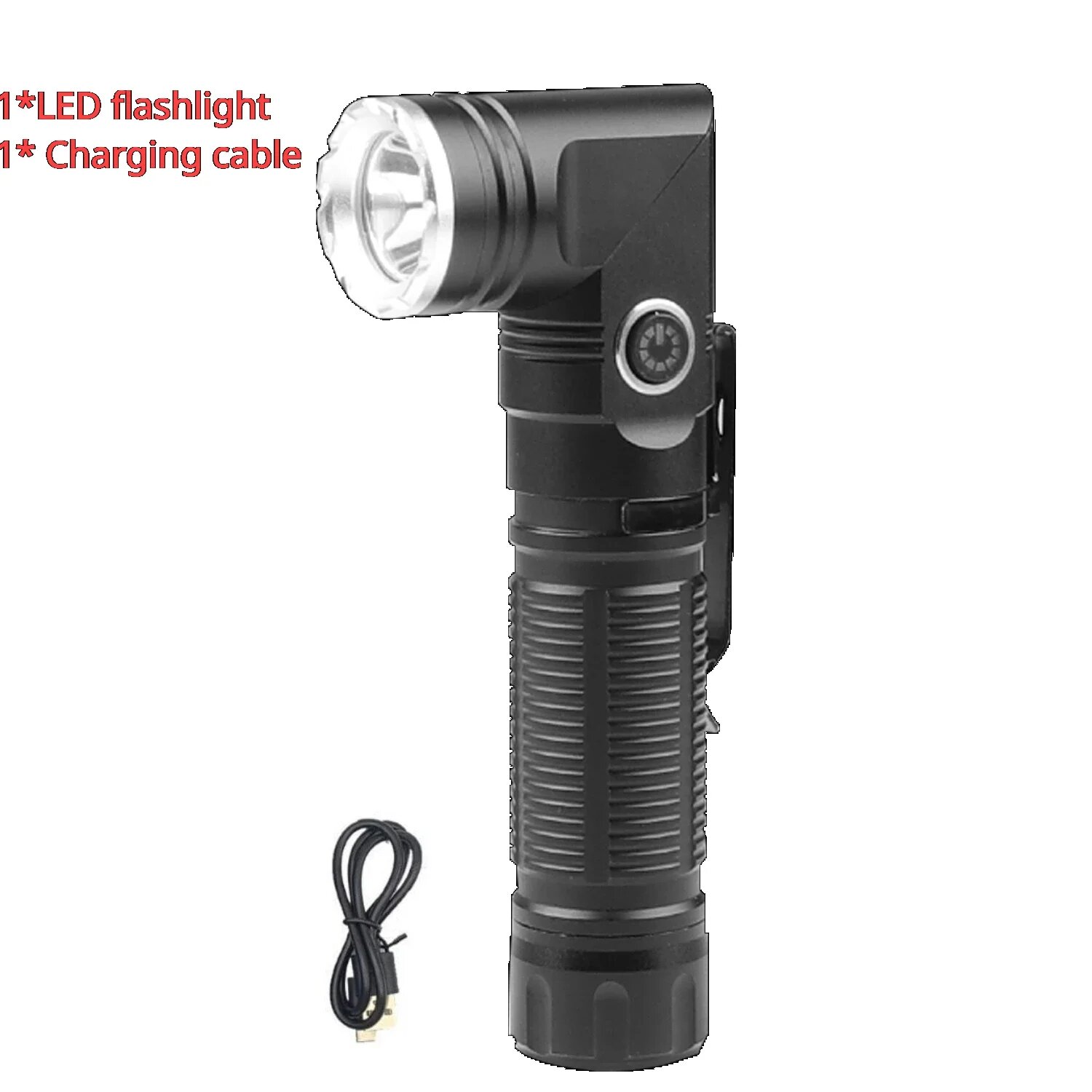 Портативный фонарь 2в1 , сгибаемый 90 градусов с ремнём креплением , магнитом , клипсой