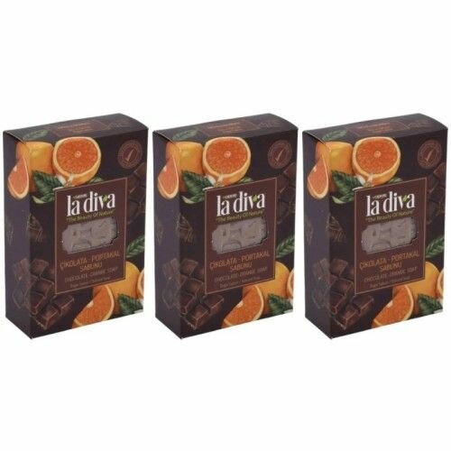 La Diva Твердое мыло парфюмированное, Шоколад и апельсин, 100г, 3шт