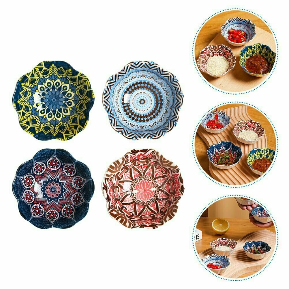 Керамические Соусницы Для Соусов И Приправ 4 Штуки Подходят Для Закусок И Десертов Круглая Форма Простой Дизайн