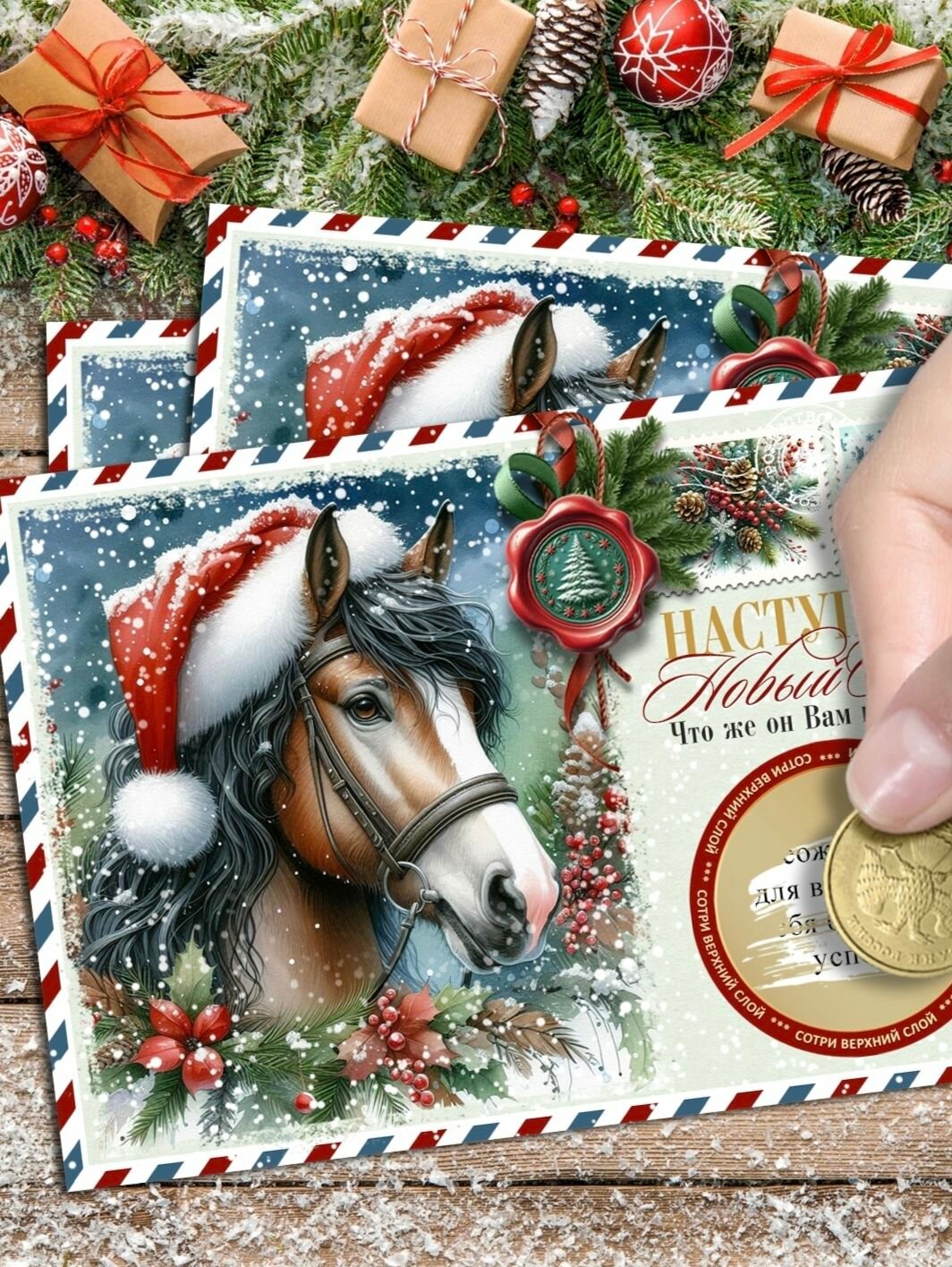 Открытки мини новогодние с предсказанием