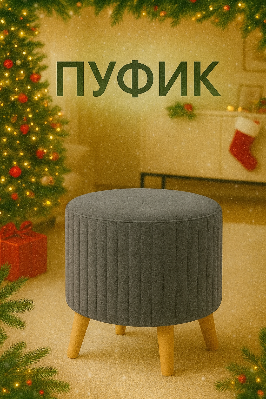 Пуф Сон-Сервис 39*39*44, антивандальный велюр, в спальню и в прихожую