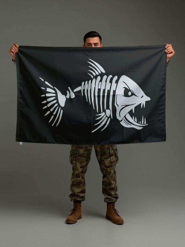 Флаг на рыбалку, 70х105 см на сетке для флагштока
