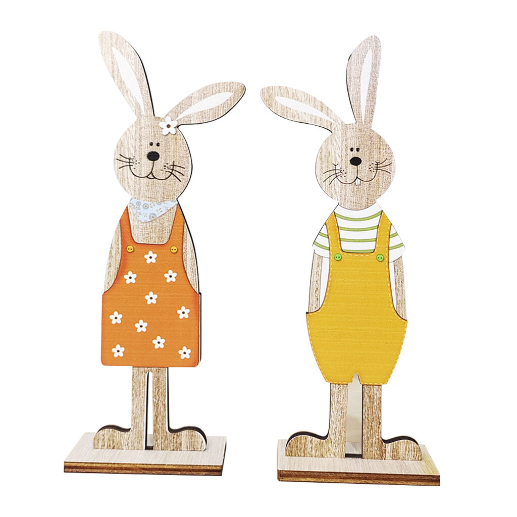 Аксессуар для Пасхи, Деревянные украшения в виде пасхальных кроликов Кролики, стоящие на дереве, поделки из дерева с росписью для домашнего фестиваля, декор для свадебной вечеринки в честь дня рождения ребенка