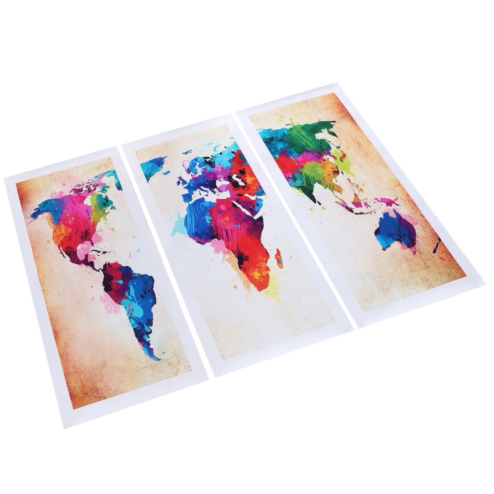 3 шт. красочные безрамные холсты карта мира узор живопись настенная художественная картина для украшения домашнего офиса