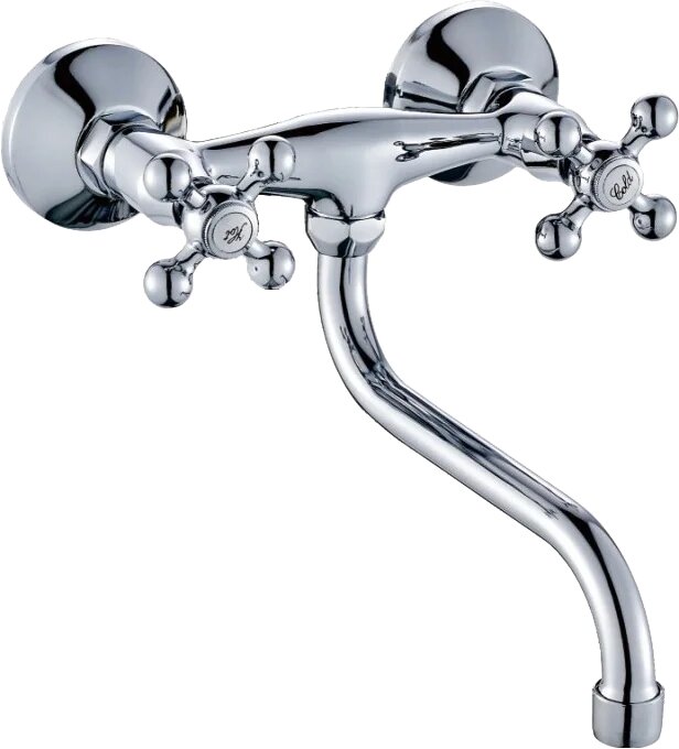 Смеситель для кухни Haiba HB19 HB4319 с поворотным изливом, хром, глянцевый, вентильный, латунный, настенный