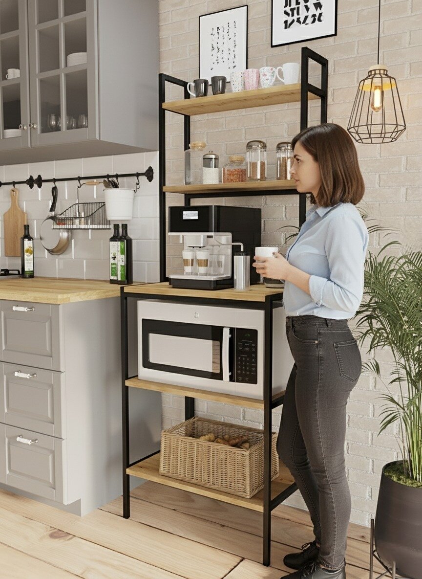 Стеллаж кухонный IamLoft Stabia для техники и хранения, лофт