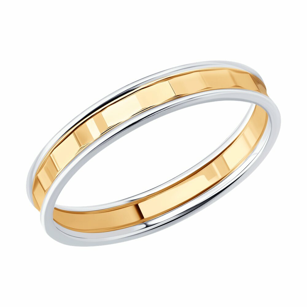 Кольцо обручальное, комбинированное золото, 585 проба