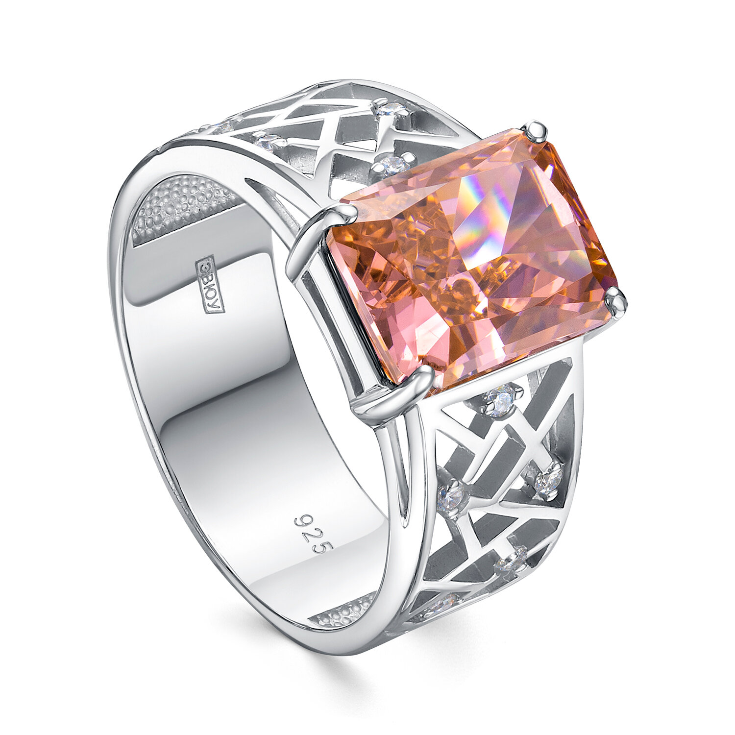 Кольцо, серебро, 925 проба, фианит