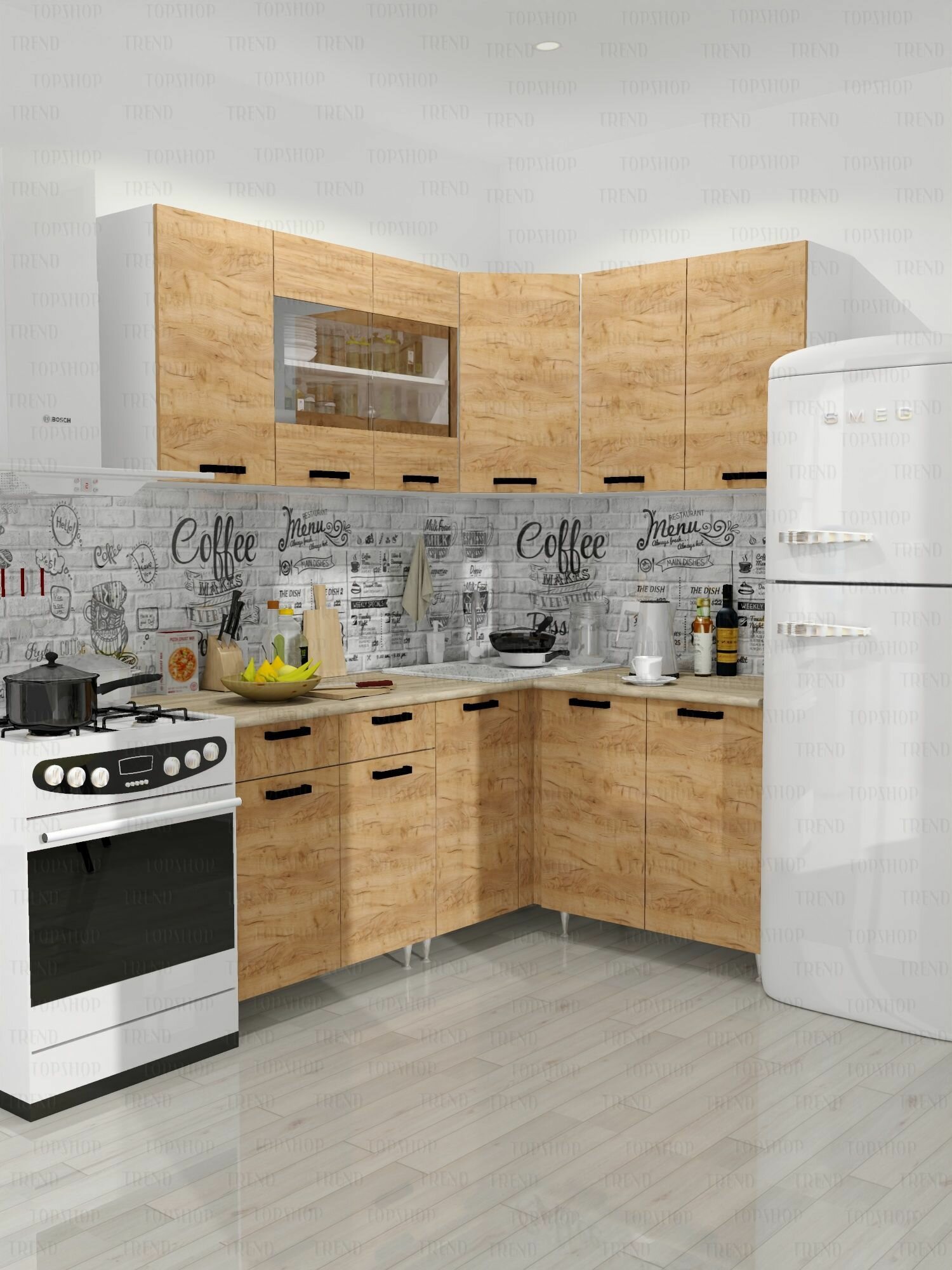 Кухонный гарнитур 180х140 см, Крафт /Сонома