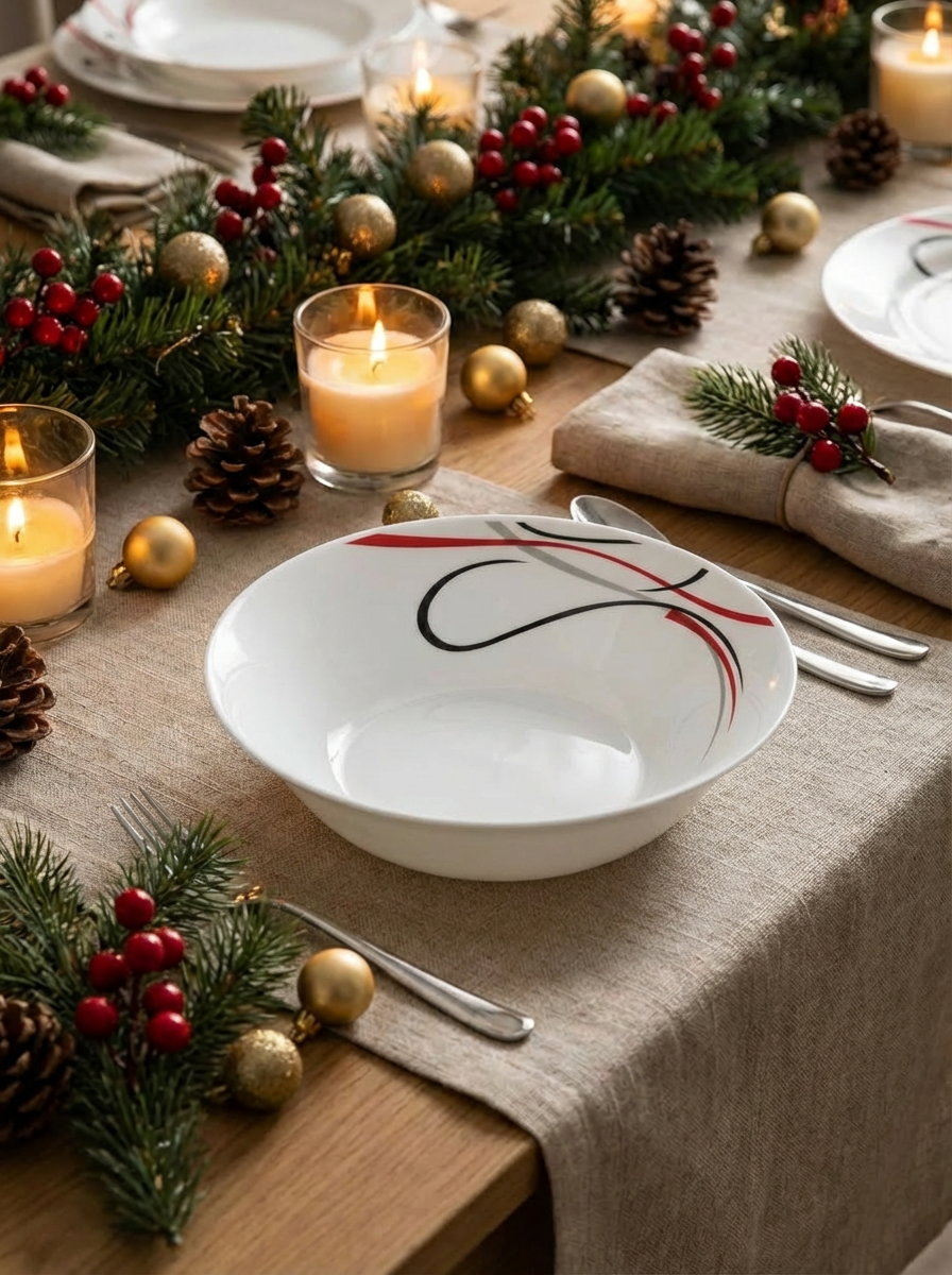 Набор салатников 1380 мл, 23 см, комплект 6 штук, опаловое стекло