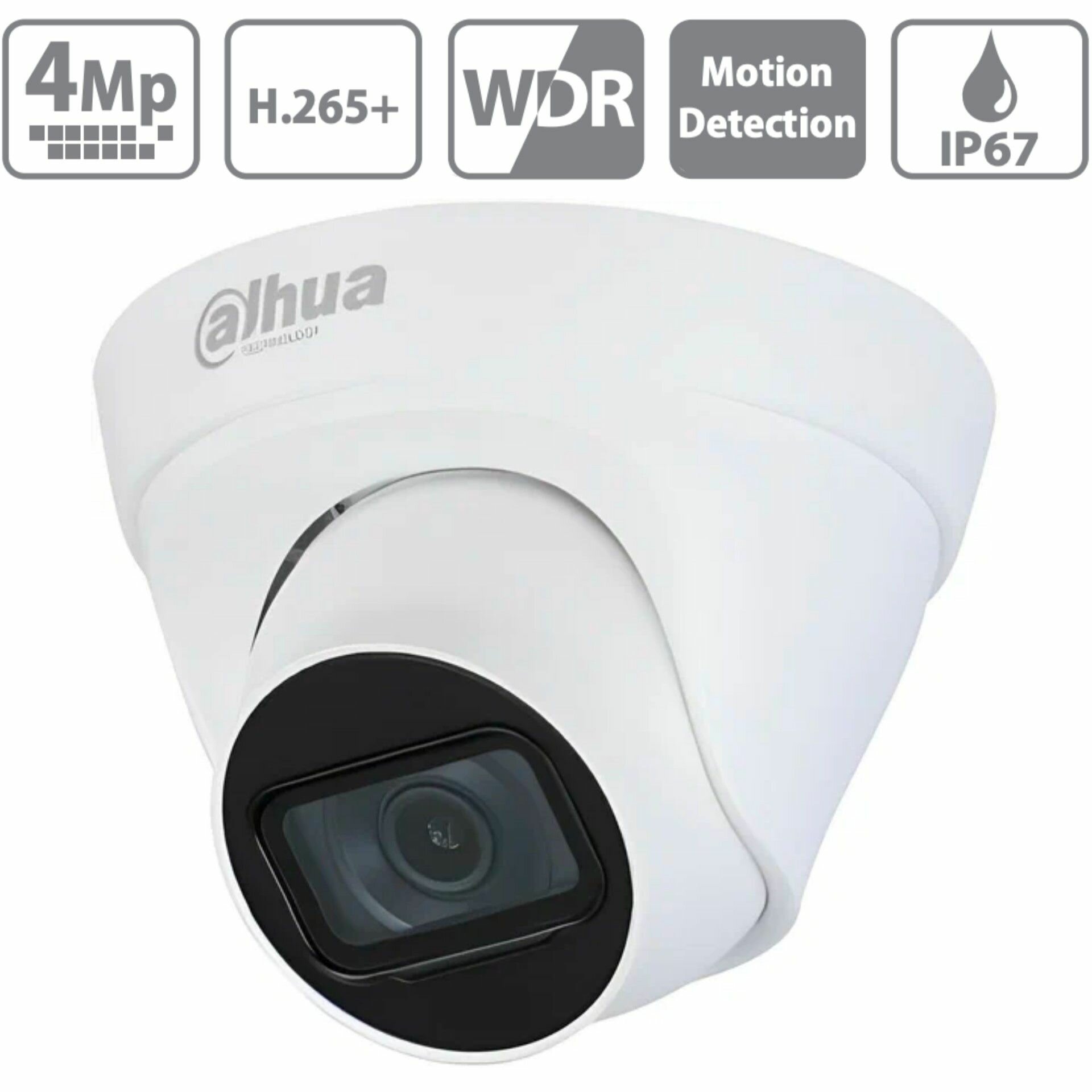 Dahua DH-IPC-HDW1431T1P-0280B-S4 4Мп 2,8 мм - камера видеонаблюдения IP внутренняя и уличная, цифровая купольная IP-видеокамера для улицы и помещений с ИК-подсветкой, 2688x1520, CMOS 1/3"